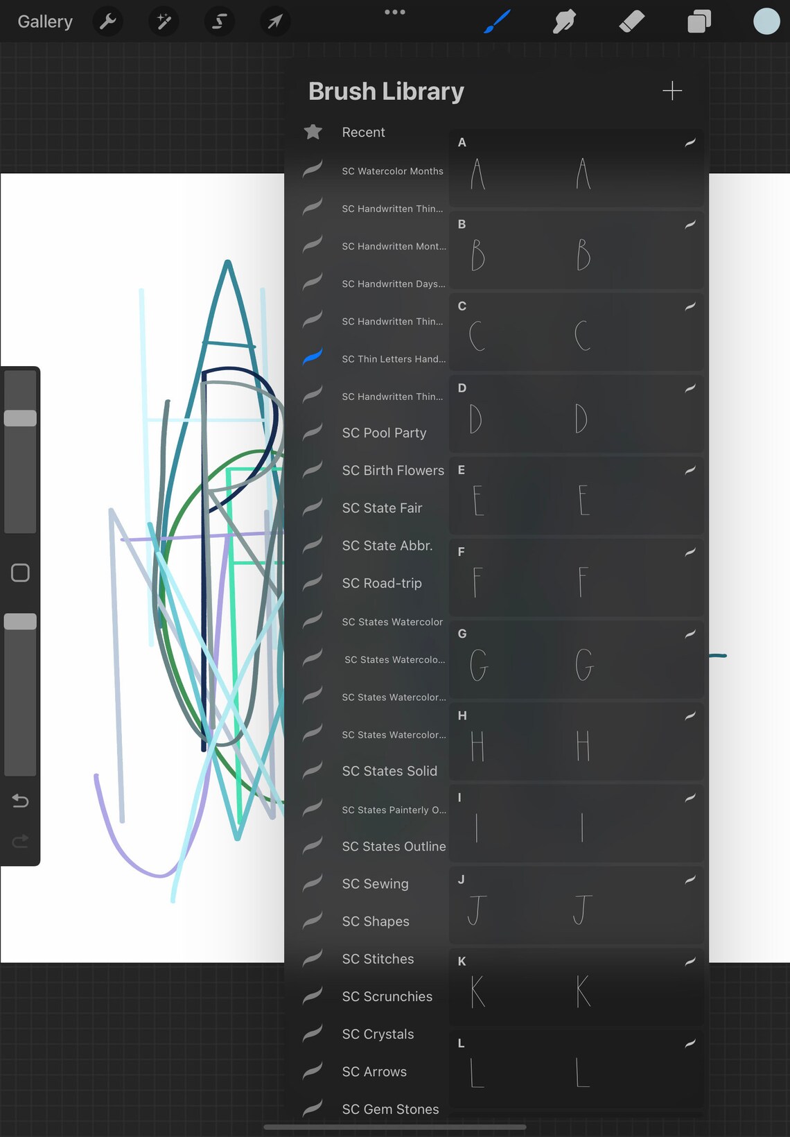 Procreate Brush Stamps Alphabet Brush Set for Procreate Thin ...