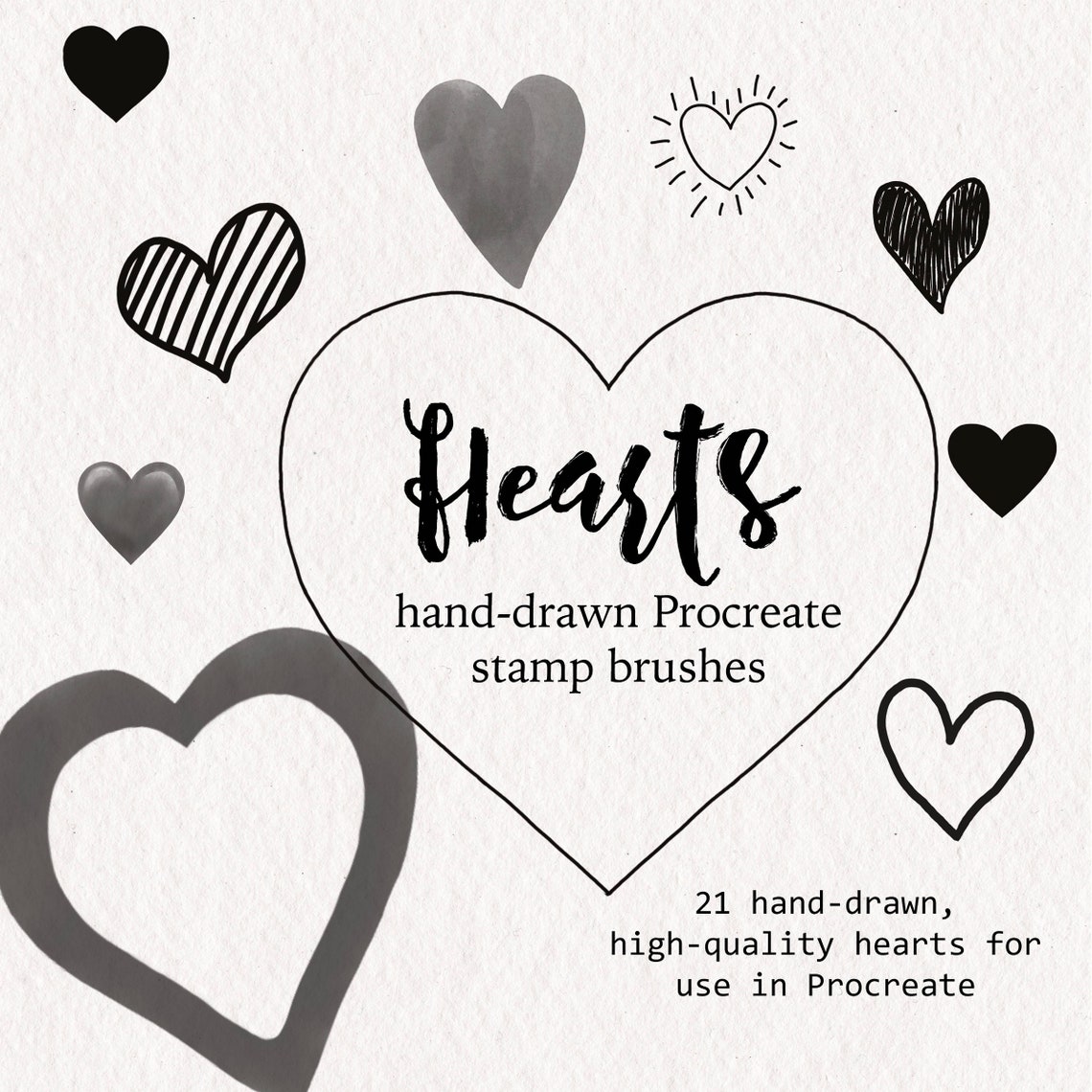 Heart Procreate Brush Stamps 21 Heart Brush Set for - Etsy