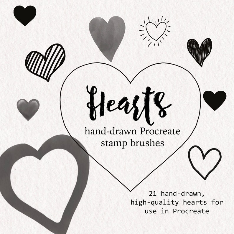 Heart Procreate Brush Stamps | 21 Heart Brush Set for Procreate - Etsy