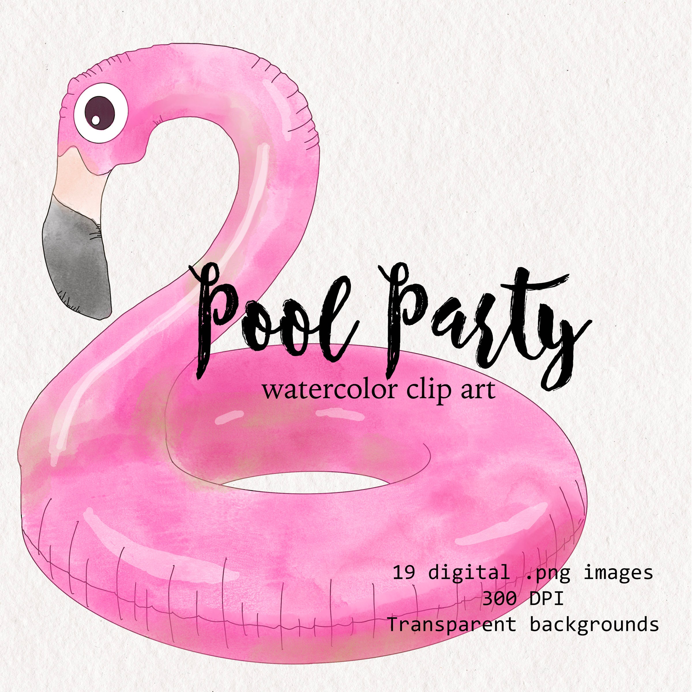 Pool Party, Summer Watercolor Clipart | 19 PNG Watercolor Files ...