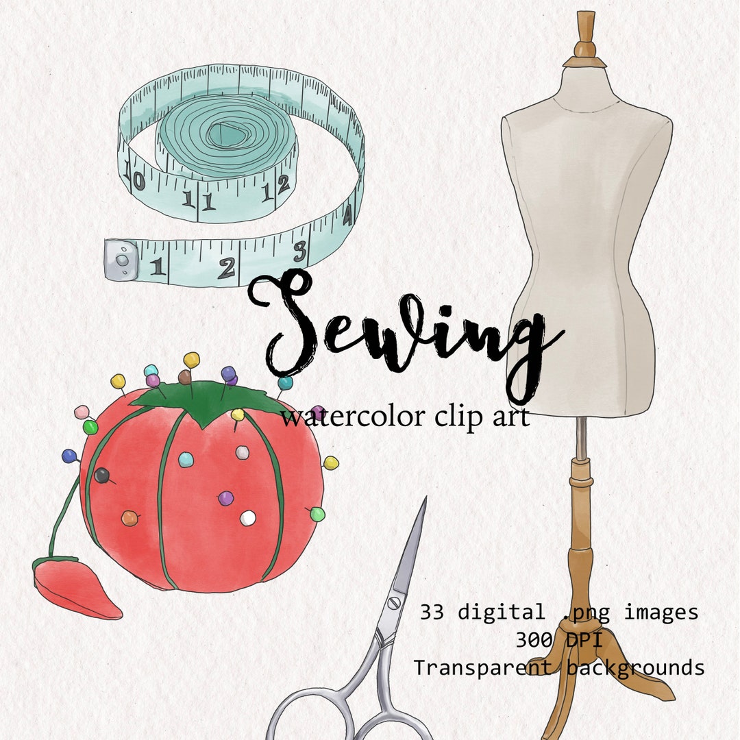 Sewing Supplies Watercolor Clipart | Sewing Supplies Clipart, Hand ...