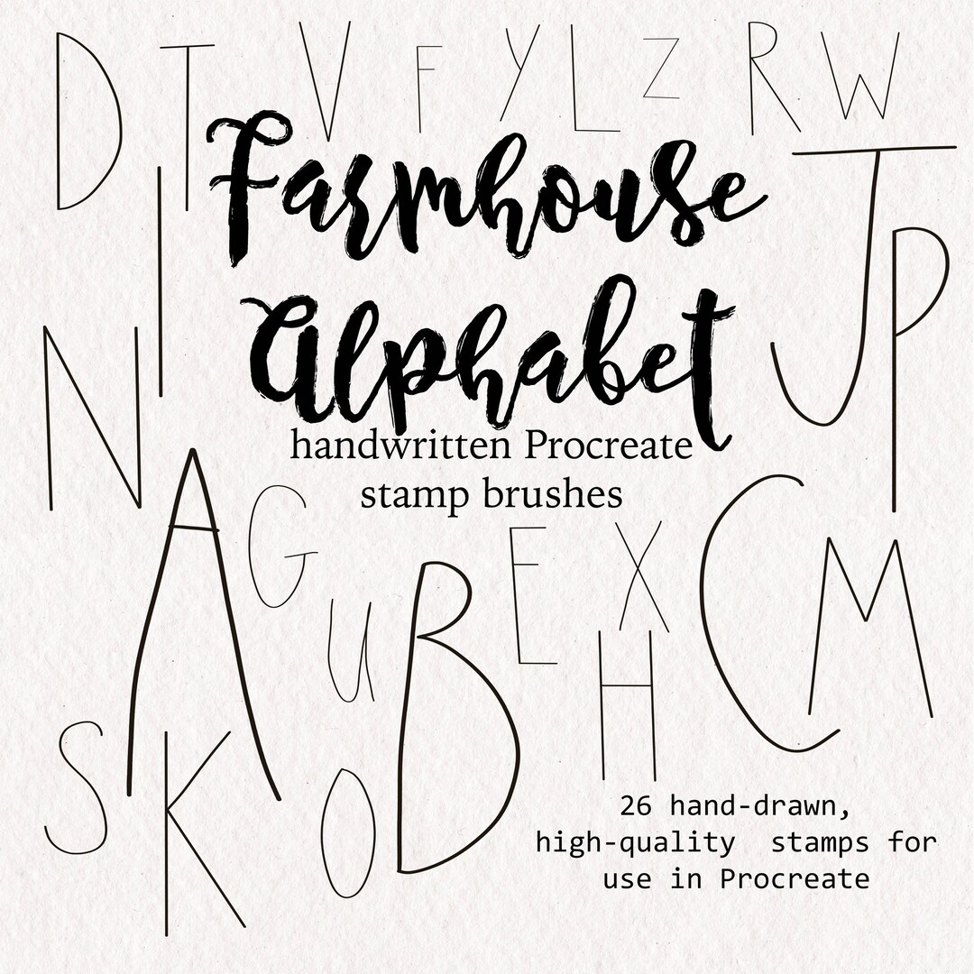 Procreate Brush Stamps Alphabet Brush Set for Procreate Thin ...