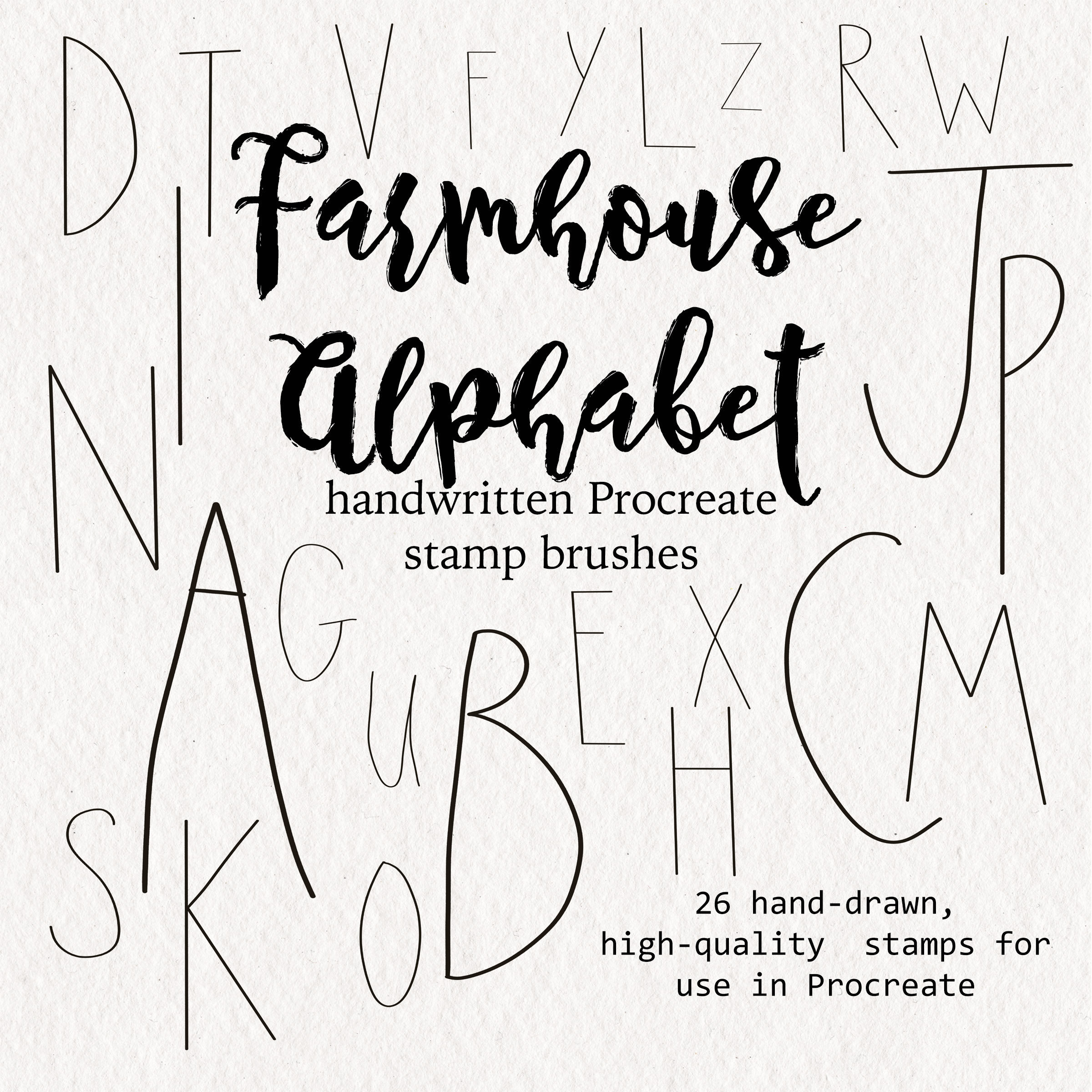 Procreate Brush Stamps Alphabet Brush Set for Procreate Thin ...