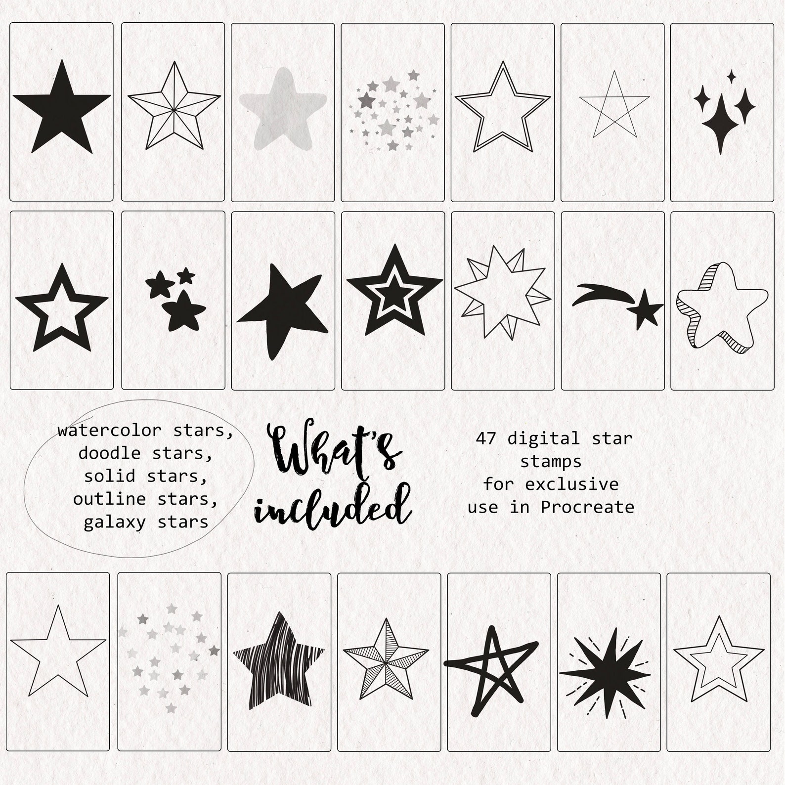 Star Procreate Brush Stamps | 47 Star Brush Set for Procreate - Etsy