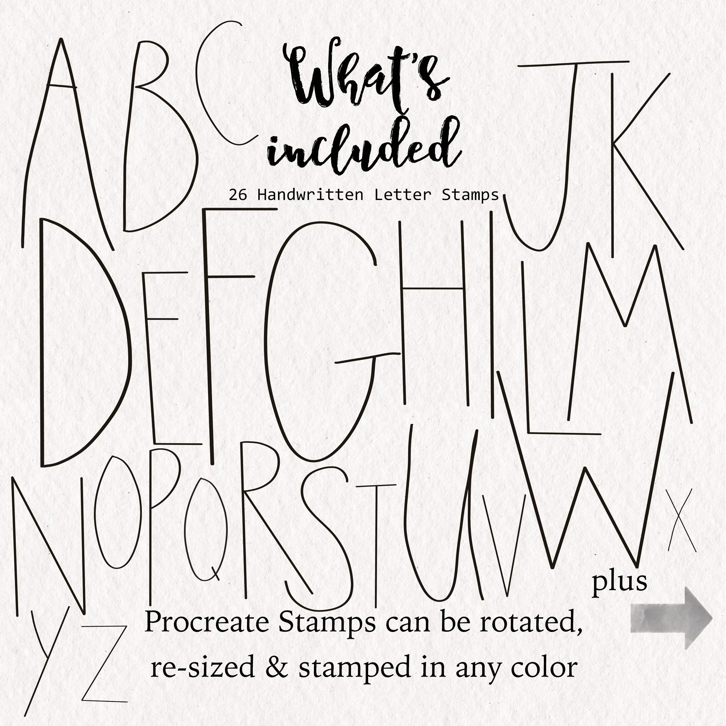 Procreate Brush Stamps Alphabet Brush Set for Procreate Thin ...