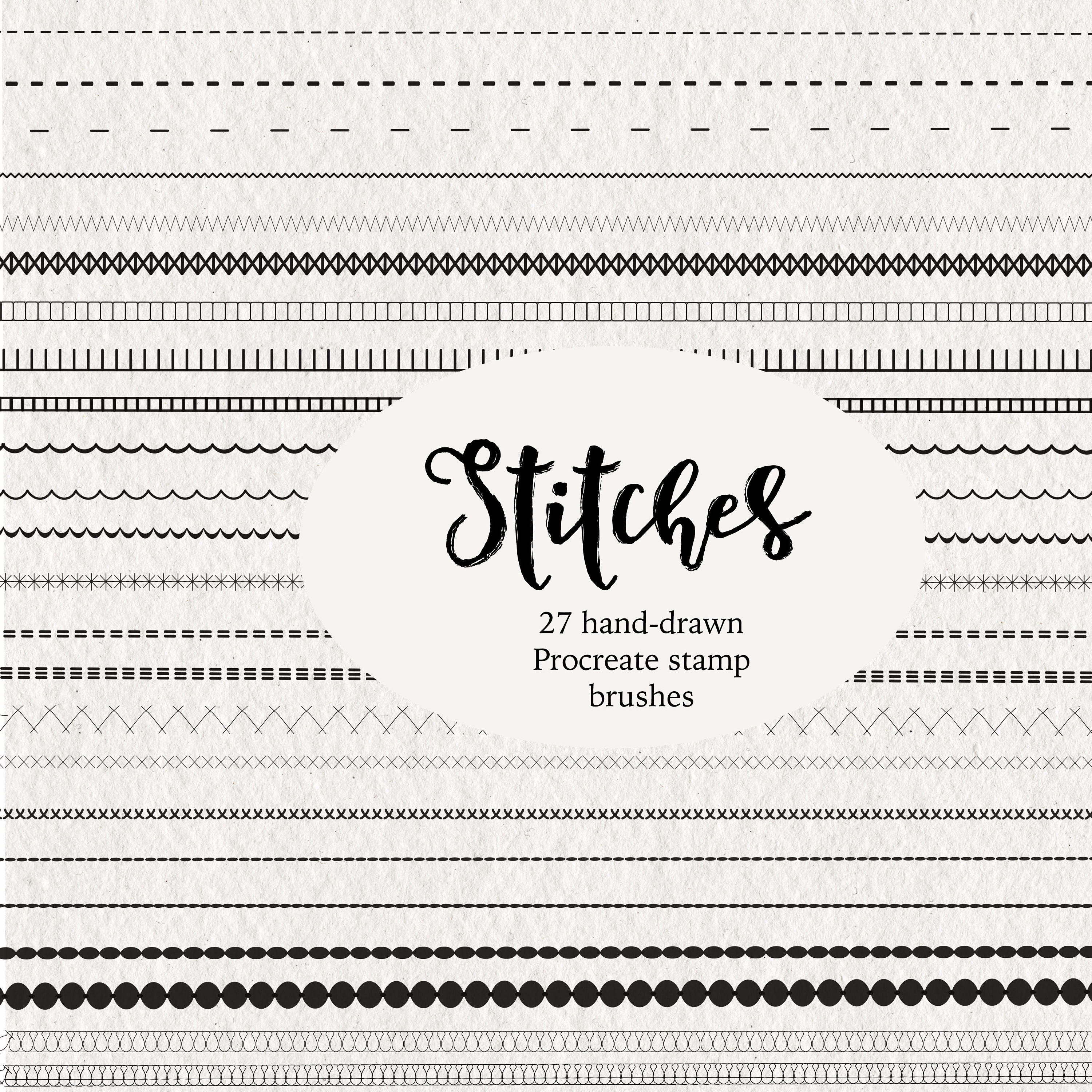 Procreate Brush Stamps Stitches Sewing 27 Piece Brush Set - Etsy