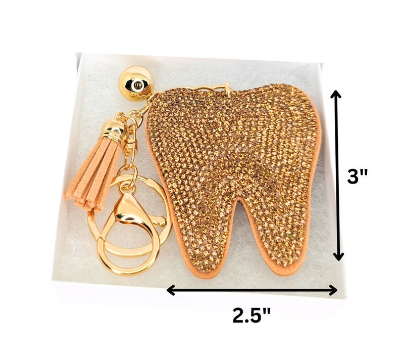 Tooth Keychain Gold • Dental Hygienist Gift • Dentist Accessories ...