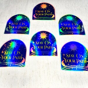 Celestial stay on Your Path Vinyl Holographic Sticker - Etsy