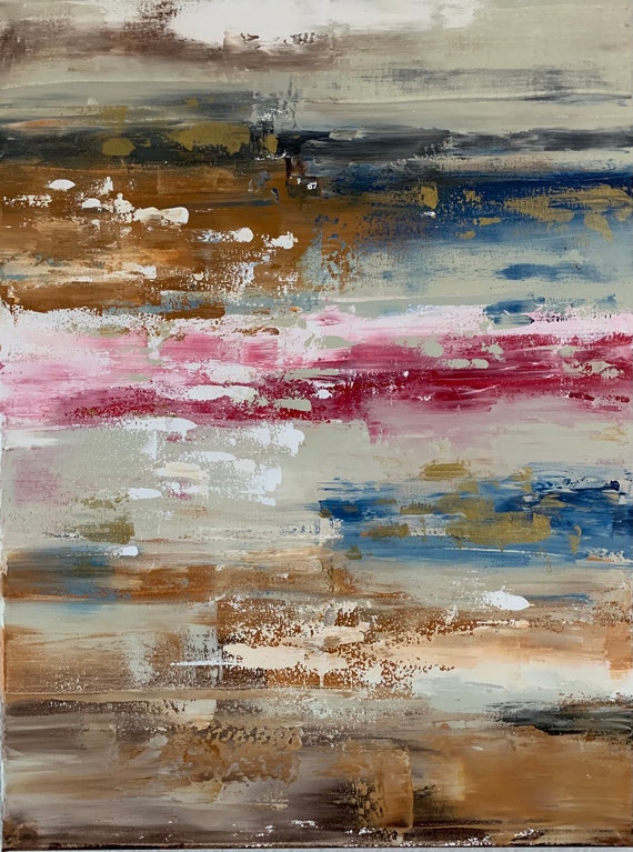 Rustic Modern Art Painting Gray Rustic Abstract Large Canvas Long