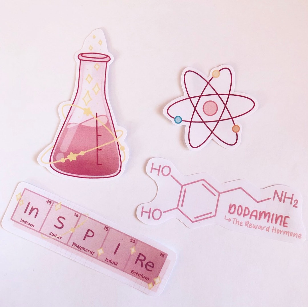 Pink Science Sticker Set | Cute, Nerdy & Aesthetic Stickers for Science ...