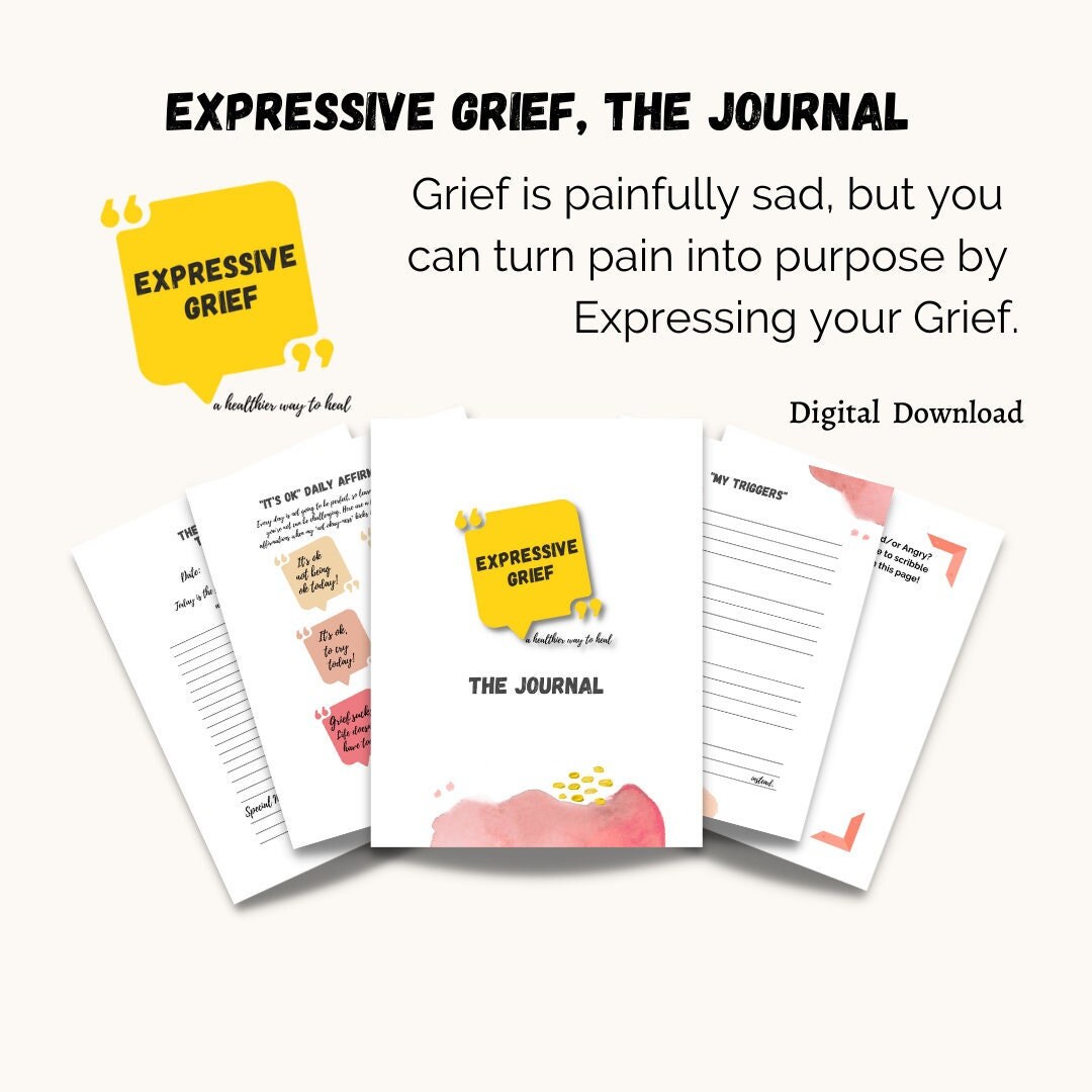 Expressive Grief Journaling, Grief Healing, Grief Workbook, Mental ...