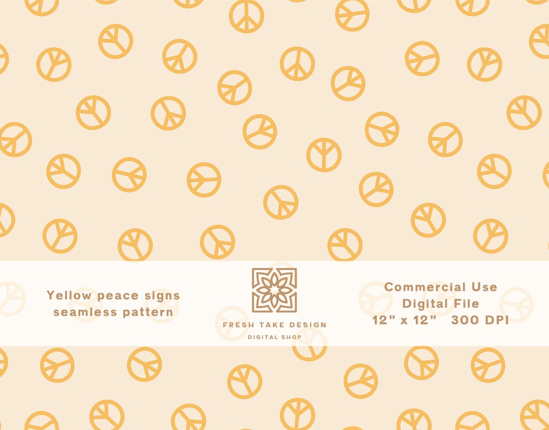 Yellow Peace Signs Seamless Pattern Standard Commercial Use License - Etsy