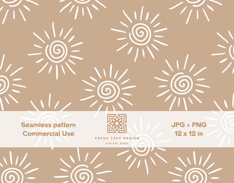 Scandinavian Seamless Pattern With Doodle Suns, Boho Digital Paper With ...