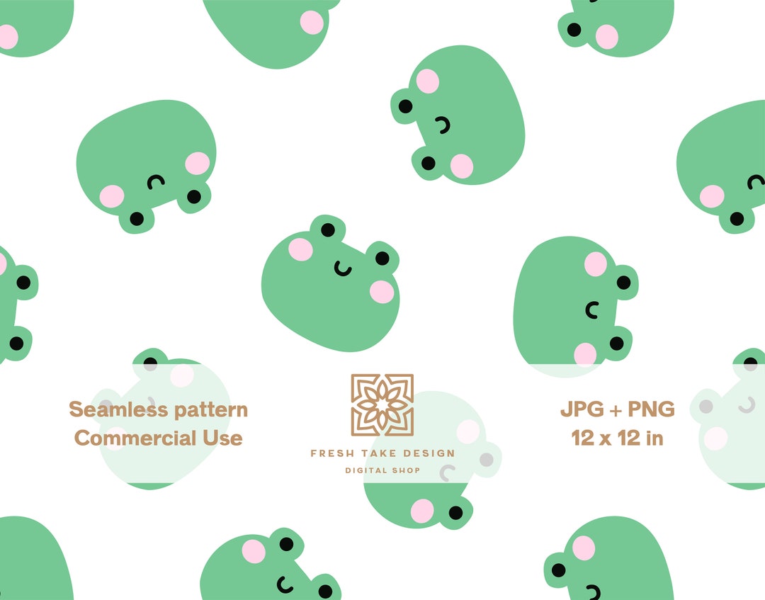 Cute Frog Heads Seamless Pattern, Nursery Digital Paper With Standard ...
