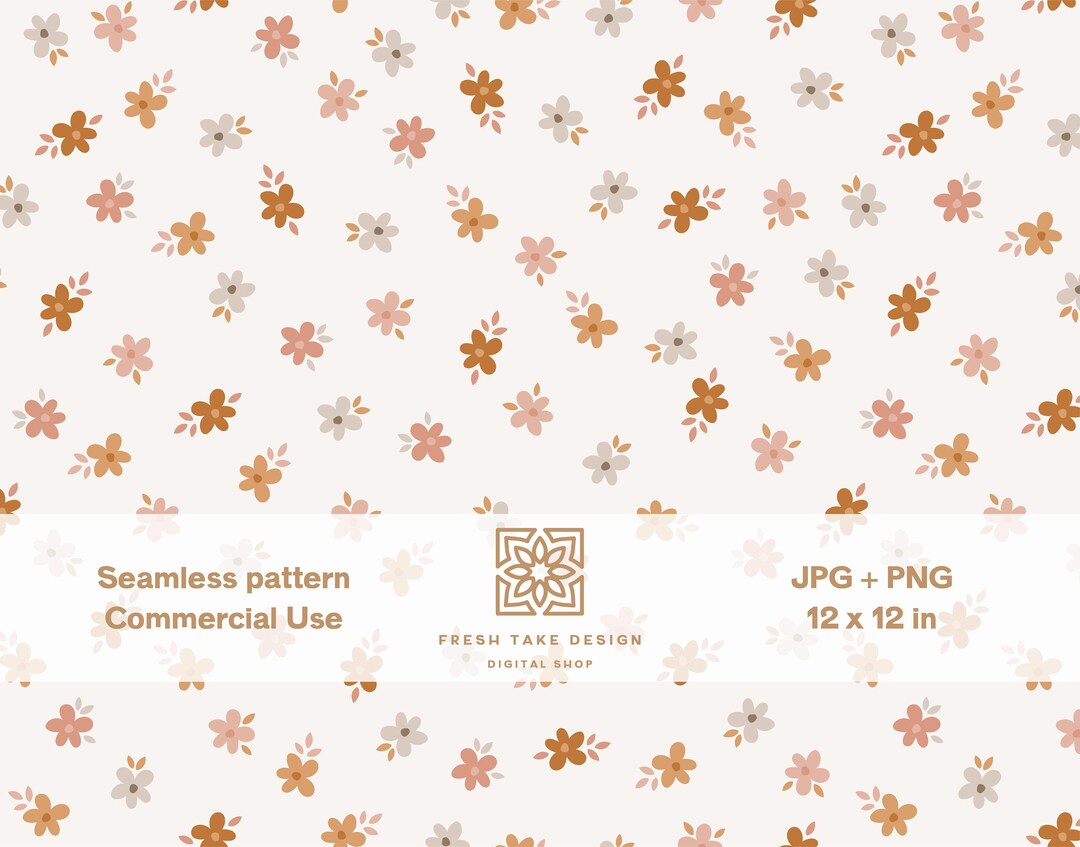 Cute Boho Spring Flowers Seamless Pattern With Standard Commercial Use ...
