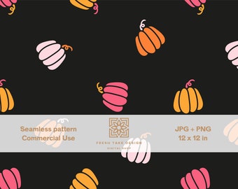 Halloween and Thanksgiving Seamless Pattern With Cute Pumpkins, Fall ...