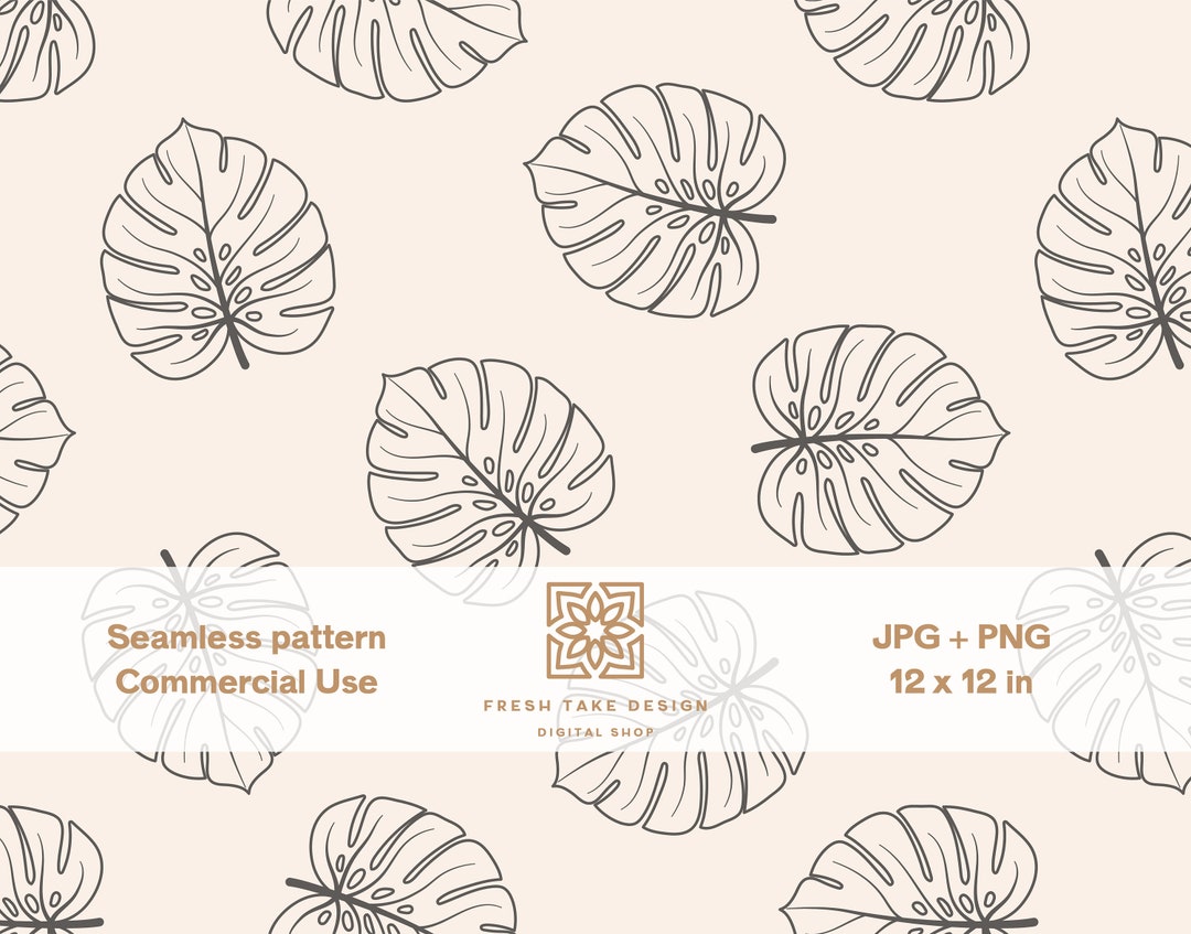 Monstera Leaves Seamless Pattern, Tropical Summer Digital Paper ...