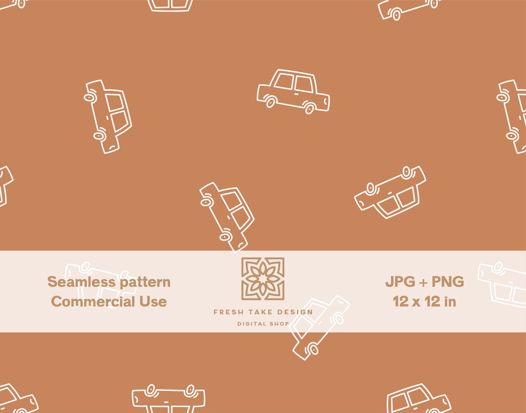 Hand Drawn Cars Seamless Pattern, Boho Nursery Digital Paper With ...