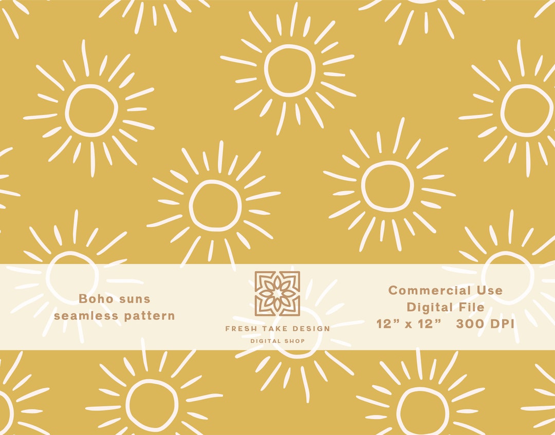 Summer Seamless Pattern With Boho Suns Scandinavian Style - Etsy