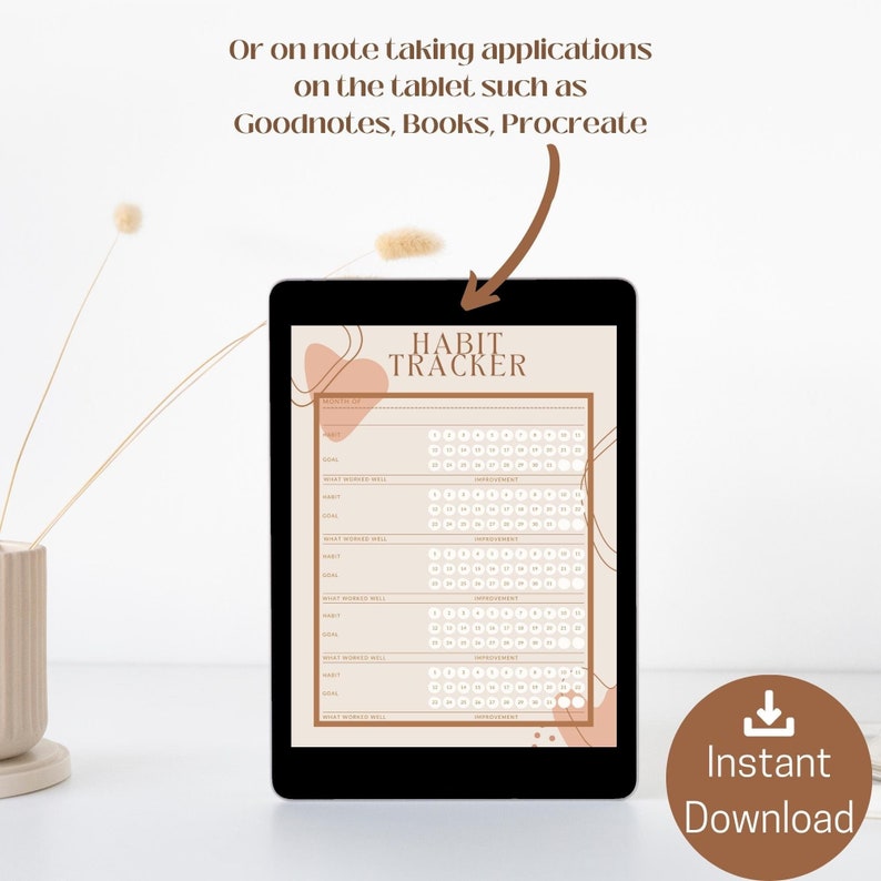 Monthly Habit Tracker | Boho Planner Insert | Habit Tracker | Digital ...