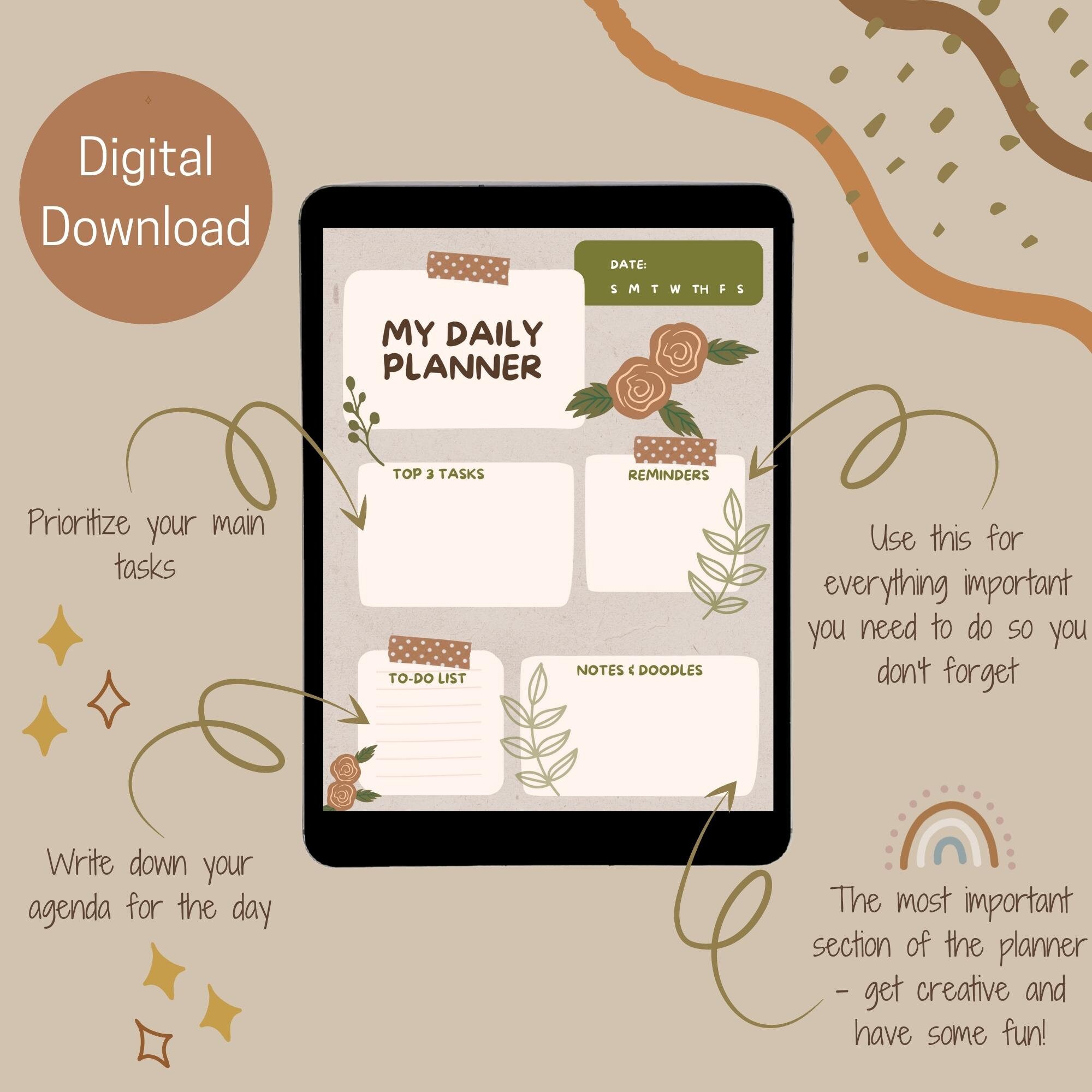 Printable Daily Planner Page Daily Planner Insert Digital Planner for ...