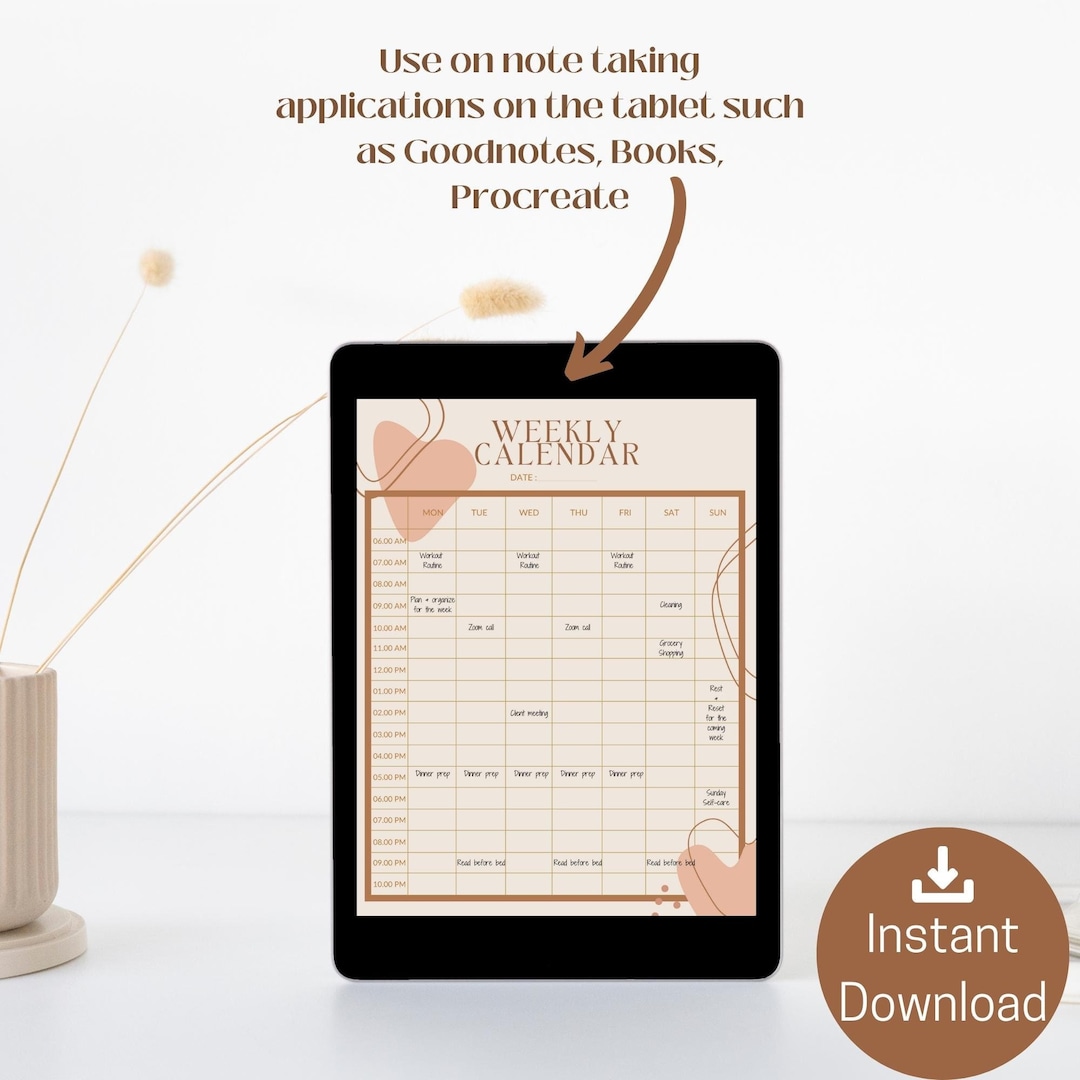 Weekly Planner Template Goodnotes PDF Digital Planner Notability ...