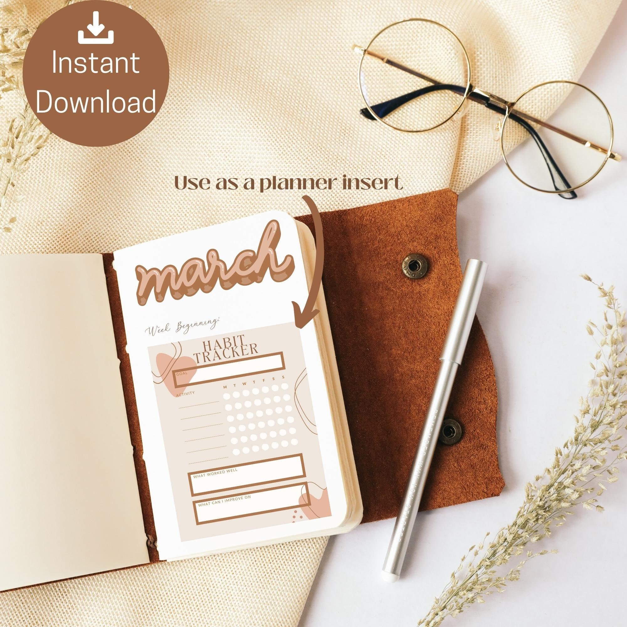 Weekly Habit Tracker Boho Planner Insert Habit Tracker Digital Habit ...