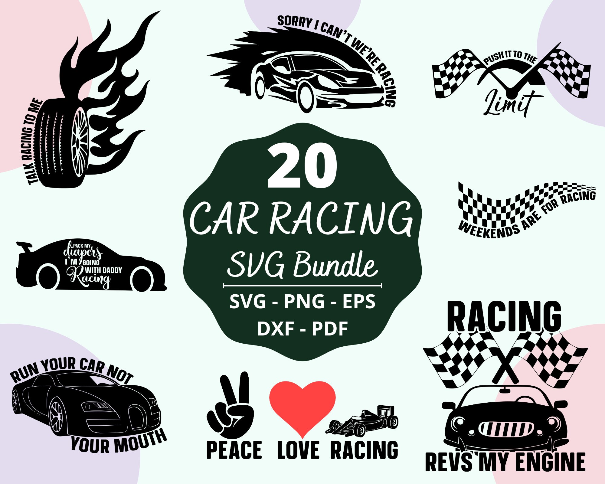Racing SVG Bundle Car Racing SVG Racing Vibes Svg Files for - Etsy ...