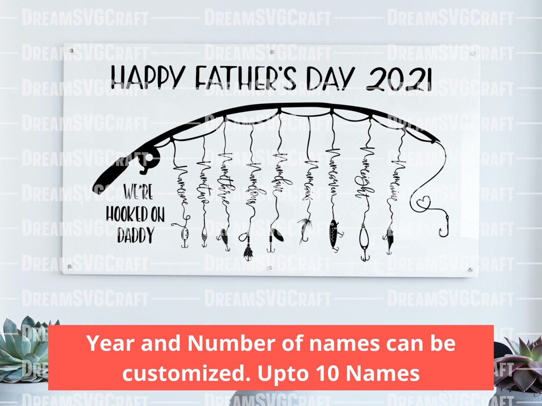 We Are Hooked on Daddy Svg Personalized, Father's Day Fisherman Sign ...