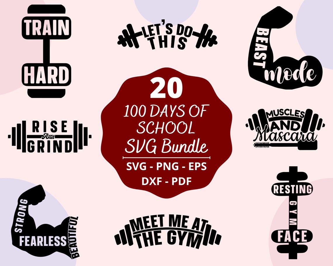 Gym Cut File Workout Svg Fitness Svg Dumbbell Svg Cutting - Etsy