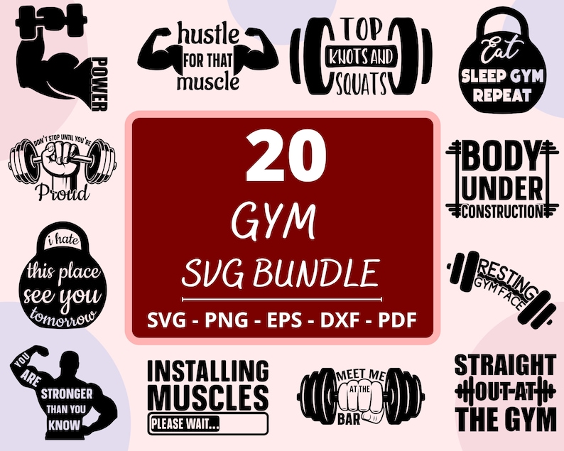 Gym Cut File Workout Svg Fitness Svg Dumbbell Svg Cutting - Etsy