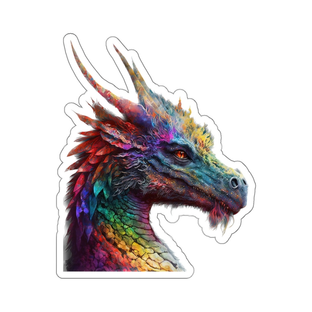 Dragon Sticker, Dragon Decal, Dragon Merch, Rainbow Dragon, Fantasy Art ...