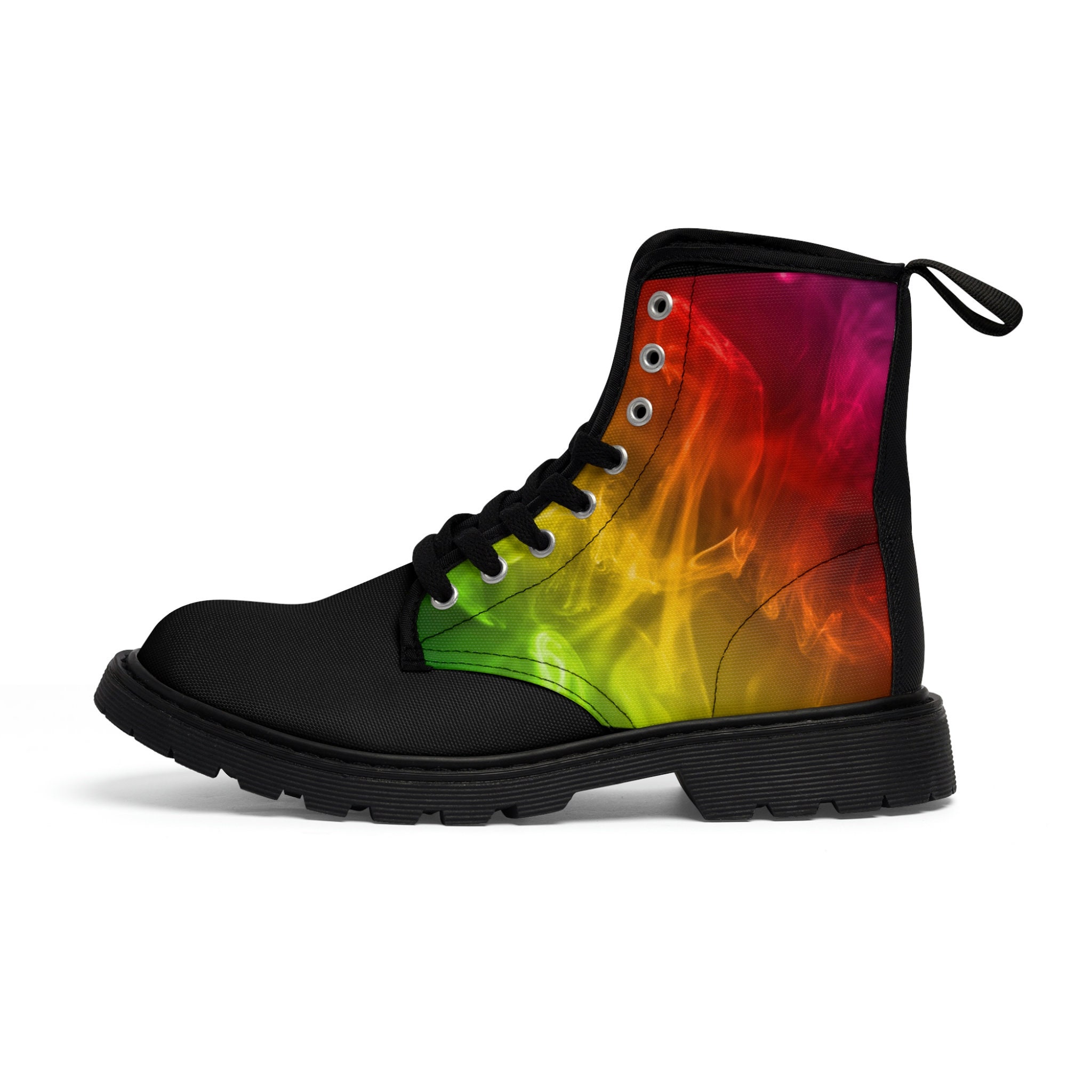 Men's Canvas Boots, Unique Mens Boots, Galaxy Boots, Boots Fire Design ...