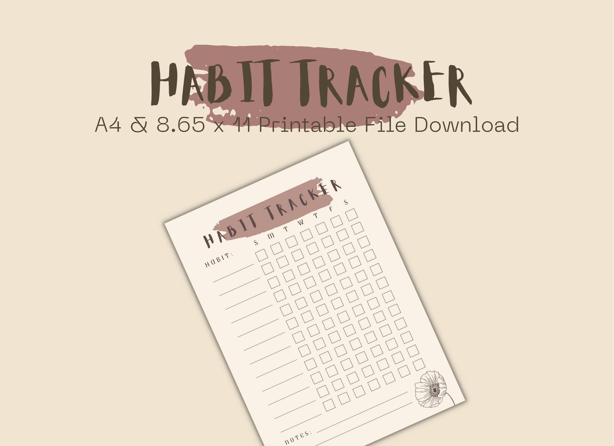 Habit Tracker Journal Printable A4 Habit Tracker 8.5 x 11 | Etsy