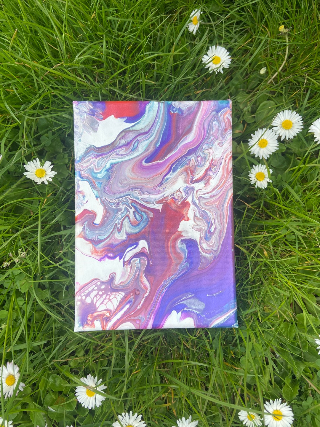 Trippy Art Painting, Fluid Art on Canvas, Original Acrylic Paint Pour ...
