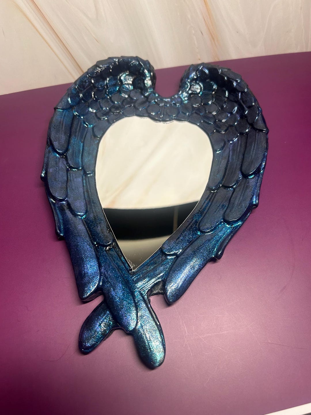 Dark Angel Wings Mirror Jesmonite Angel Wings Handmade Mirror Gothic ...