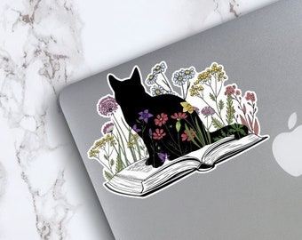 Cat and Books Sticker - Etsy
