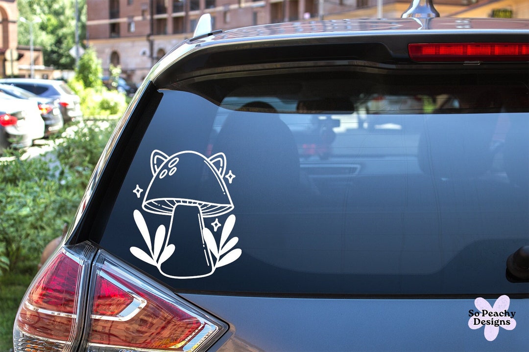 Cat Decal, Mushroom Decal, Cottage Core Decal, Cat Mom Decal, Cat ...