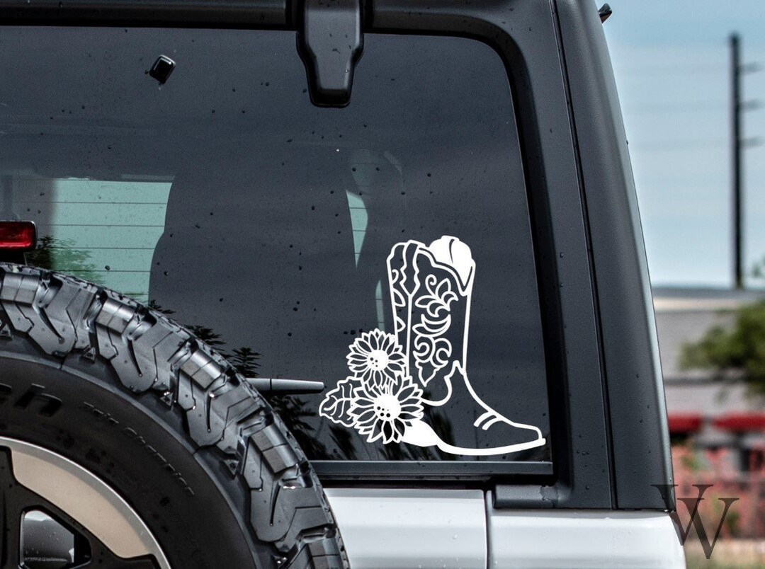Cowboy Boots Decal Sunflowers Decal Cowgirl Boots Decal - Etsy
