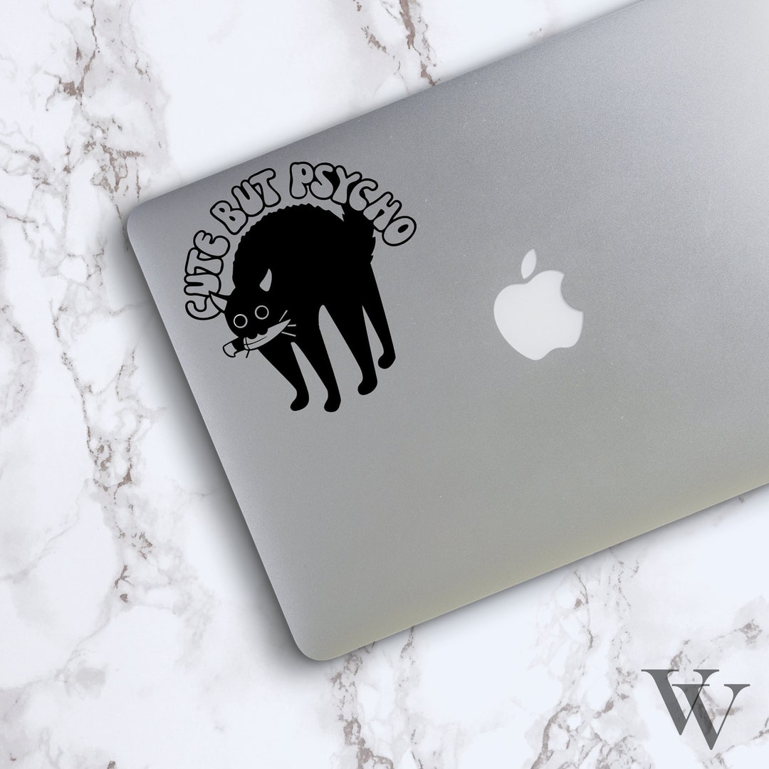 Cute but Psycho Decal, Cat Decal, Funny Cat Decal, Funny Decal, Vinyl ...