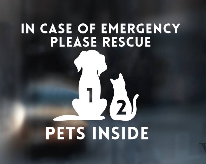 Emergency Pet Decal, Emergency Pet Rescue Window, Pets Inside Decal ...