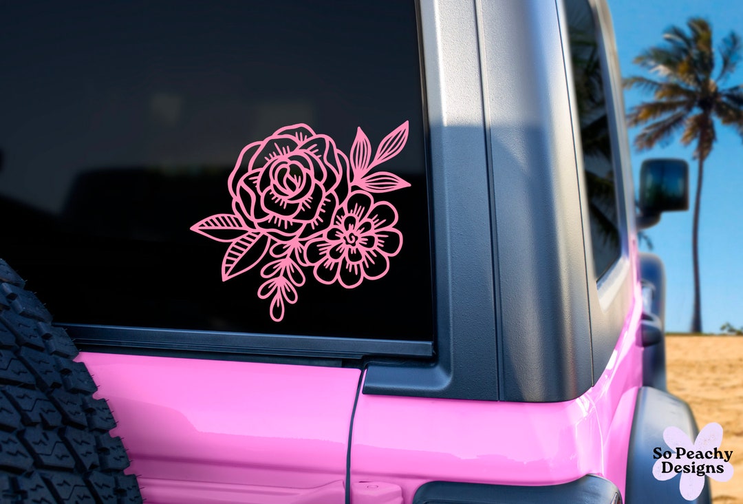 Flower Decal, Flower Vinyl Decal, Flower Sticker, Cute Decal, Floral ...