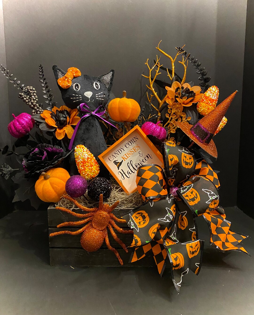 Halloween Centerpiece Floral Table Arrangement Spooky Ghost Witch Pumpkins - Etsy