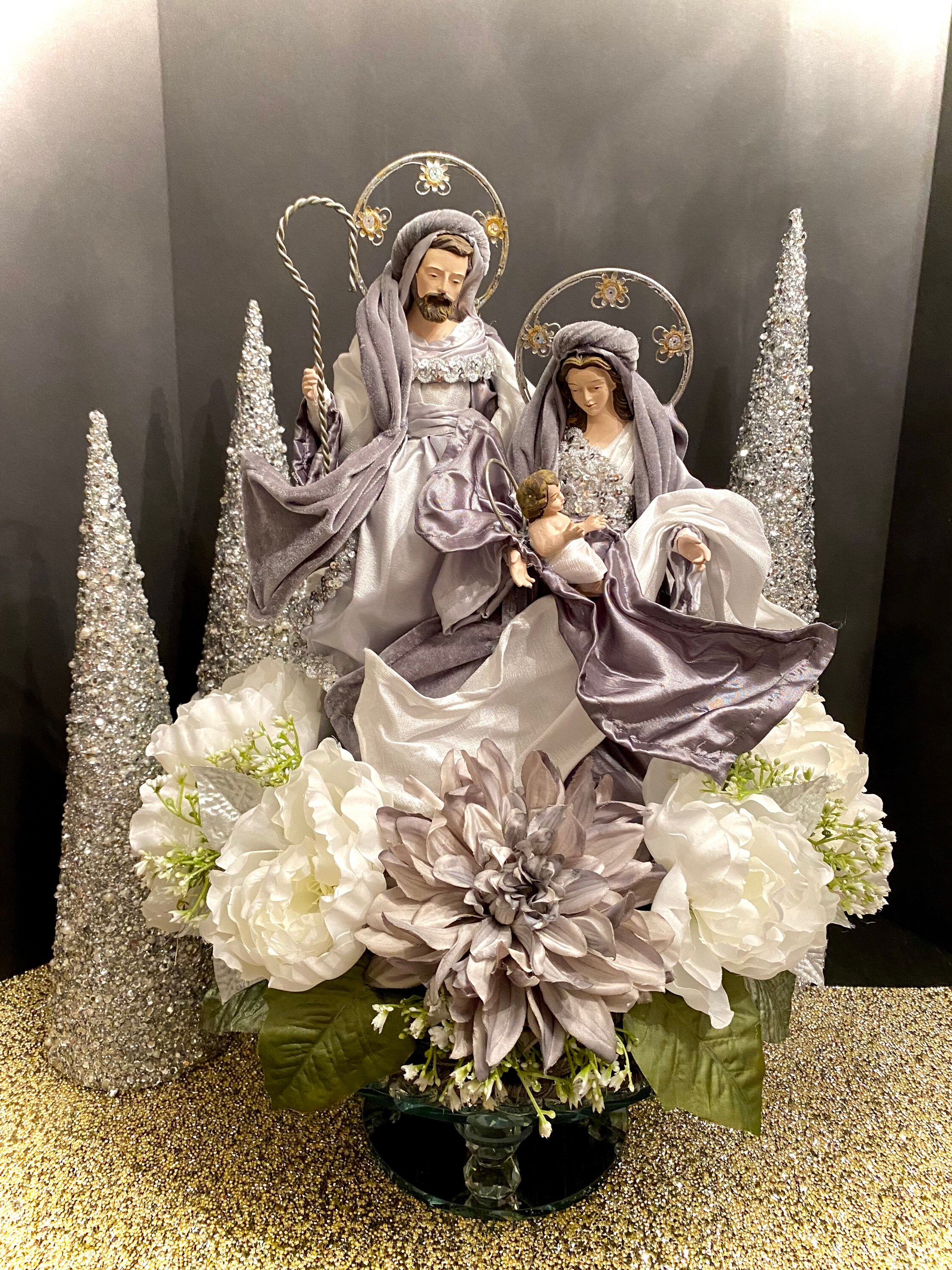 Christian Religious Church Centerpiece Floral Arrangement Nativity Baby ...