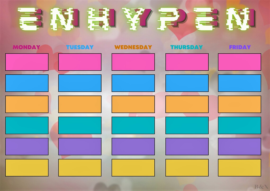 Enhypen Class Schedule. Enhypen Timetable. Downloadable Print. Gift for ...