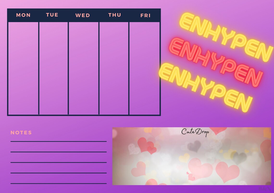 Enhypen Class Schedule. Enhypen Timetable. Downloadable Print. Gift for ...