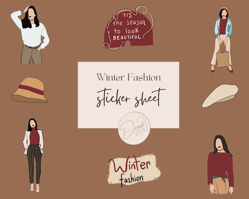 Winter Fashion Cute Cozy Winter Outfits Stickers Winter - Etsy