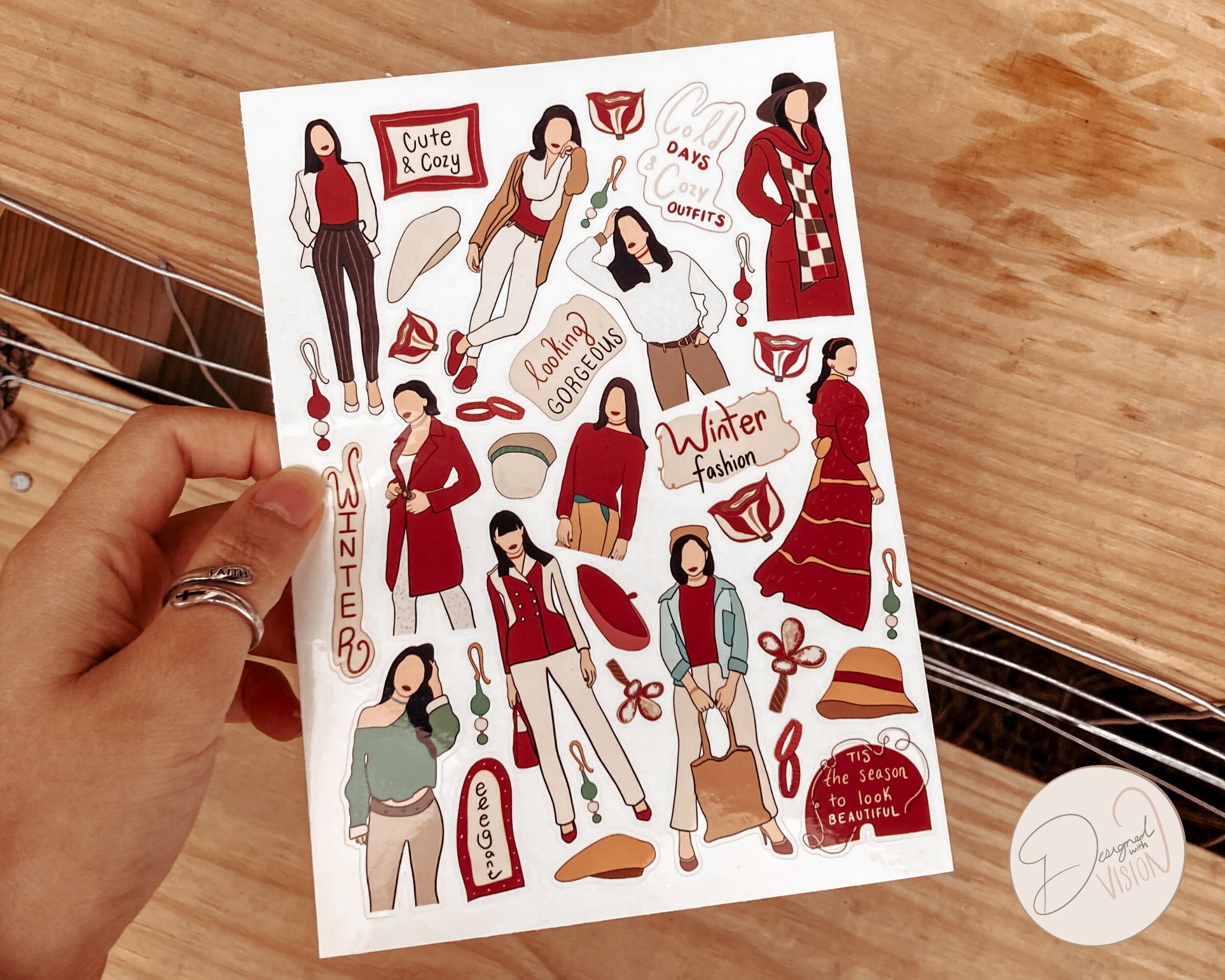 Winter Fashion Cute Cozy Winter Outfits Stickers Winter - Etsy