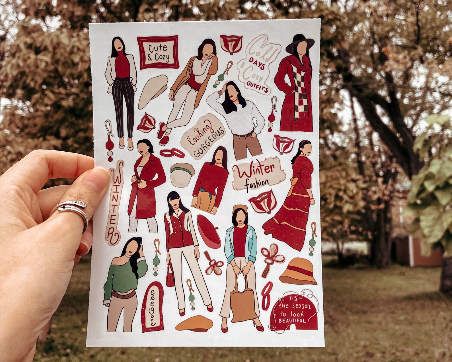 Winter Fashion Cute Cozy Winter Outfits Stickers Winter - Etsy