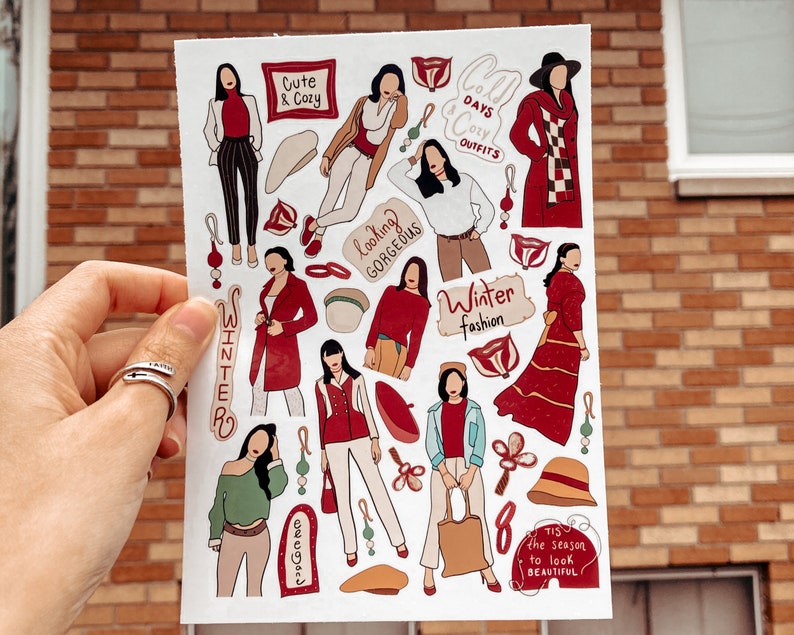 Winter Fashion Cute Cozy Winter Outfits Stickers Winter - Etsy